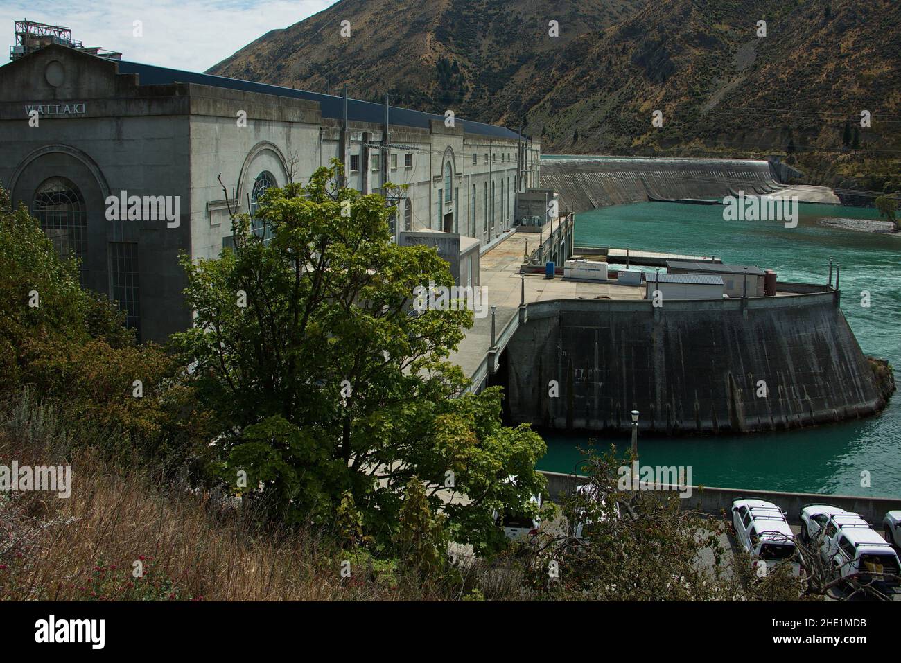 Hydroelectric power station at Lake Waitaki on South Island of New ...