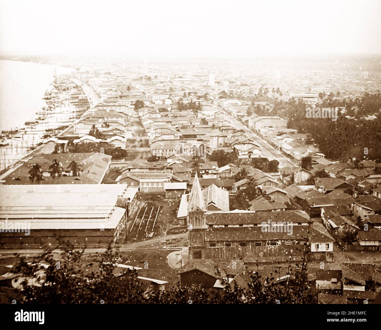 Panorama of Guayaquil, Ecuador, before the Great Fire of 1896 Stock ...