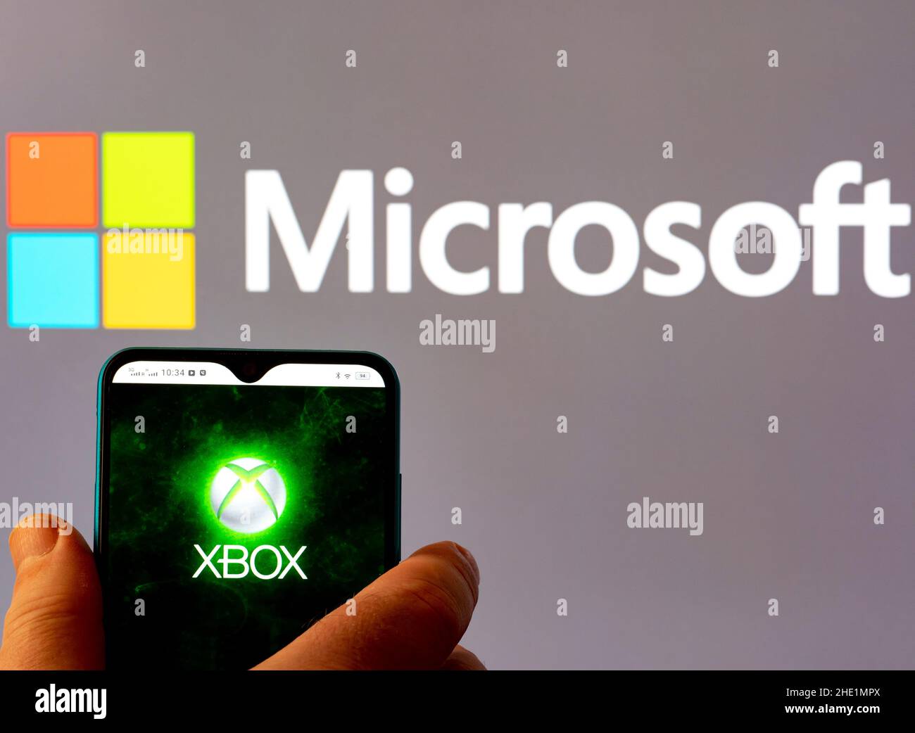 In this photo illustration Microsoft Xbox logo seen displayed on a ...
