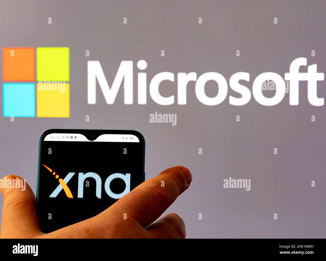 In this photo illustration Microsoft XNA logo seen displayed on a ...