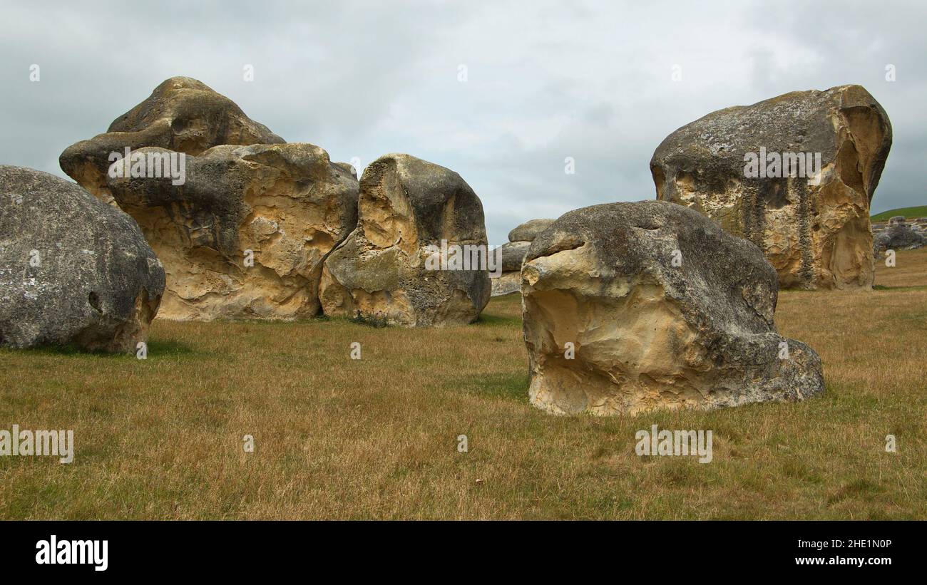Elephant Rocks near Duntroon on South Island of New Zealand Stock Photo ...
