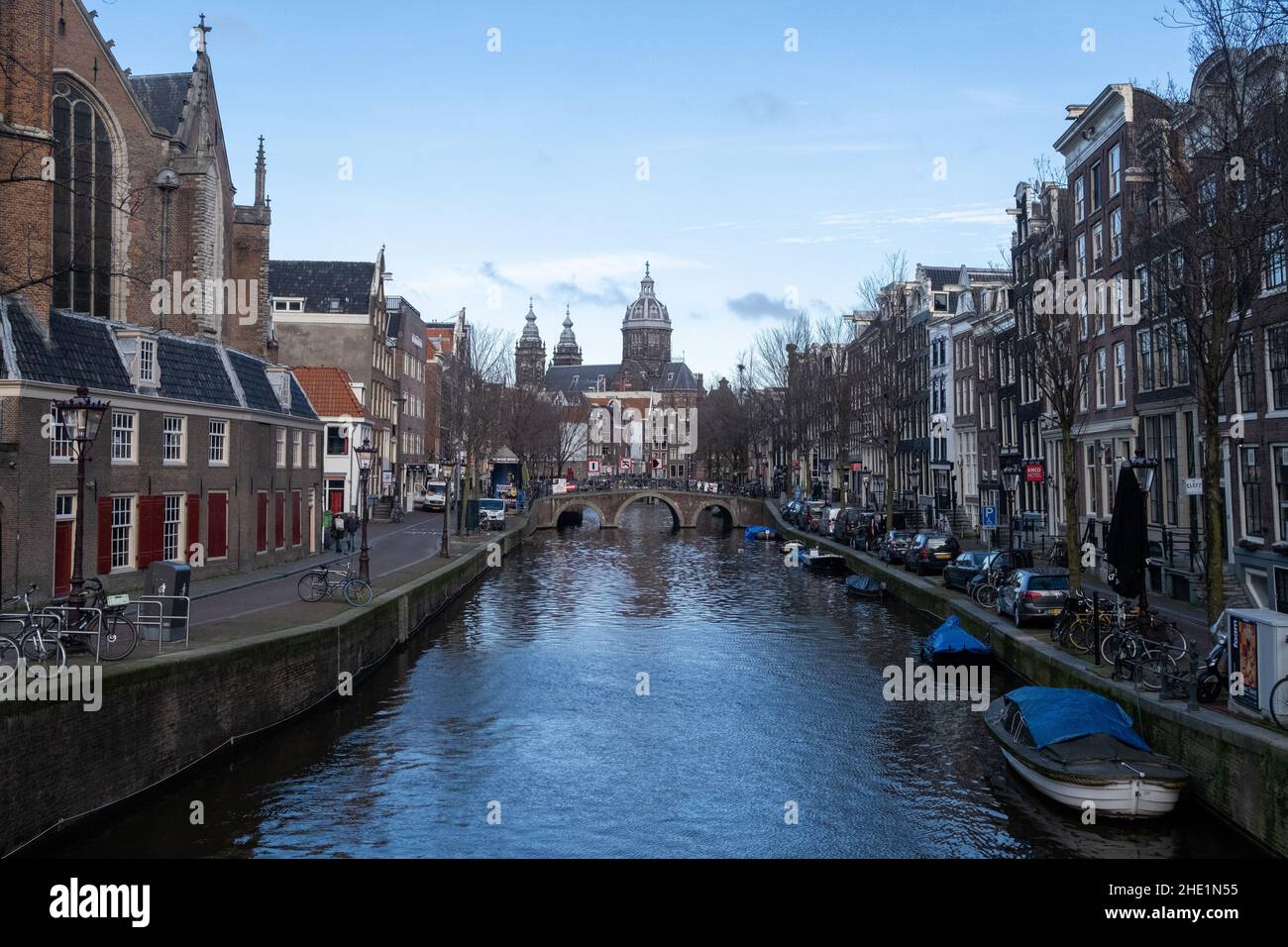 Netherlands, Amsterdam, January 2021. Illustration of daily life in ...
