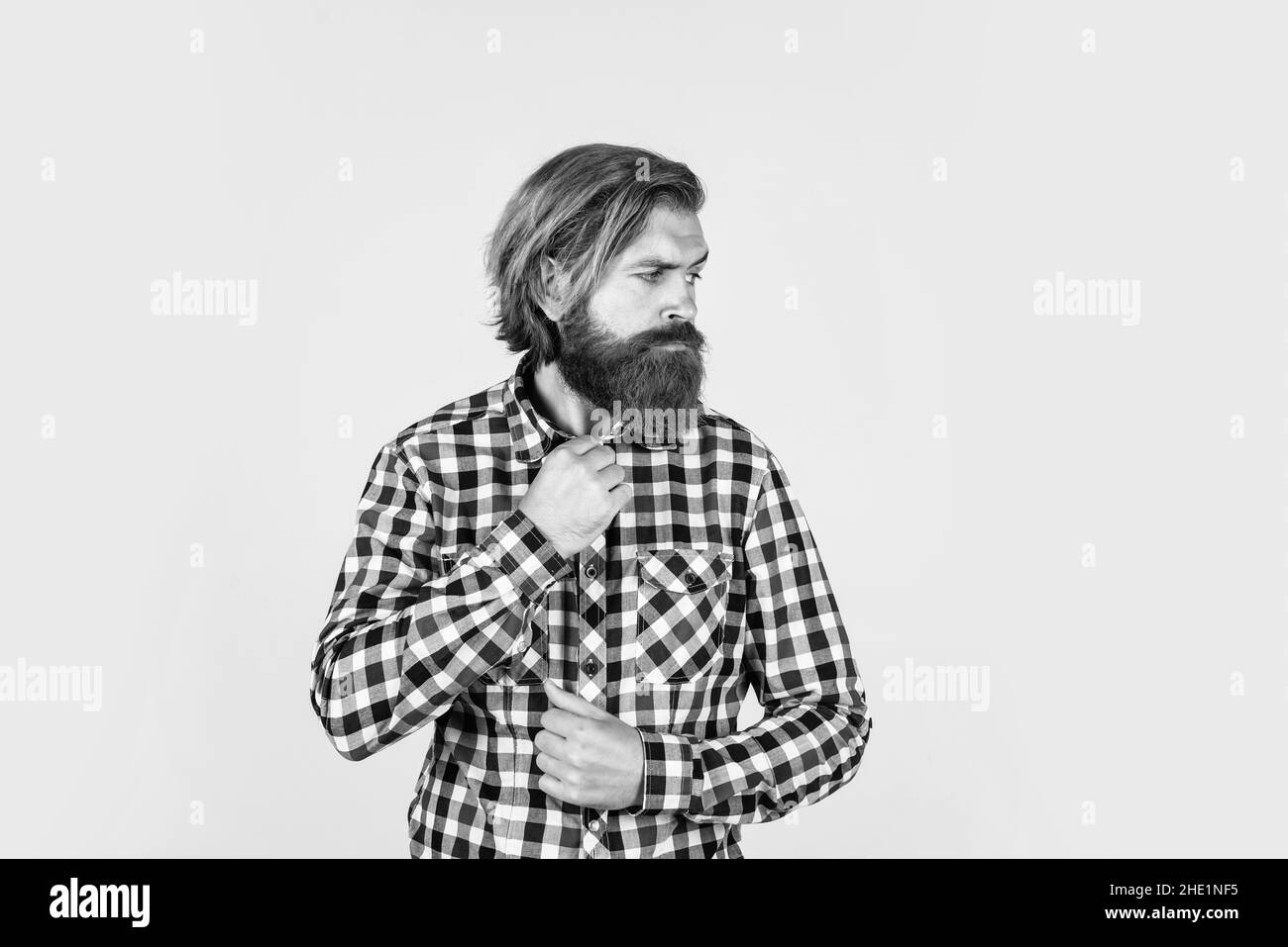 Happy young bearded cheerful handsome Black and White Stock Photos ...