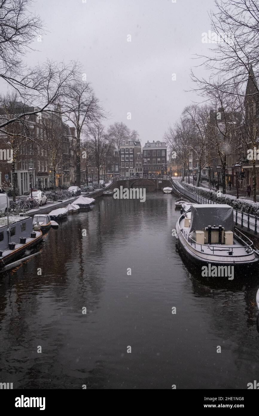 Netherlands, Amsterdam, January 2021. Illustration of daily life in ...