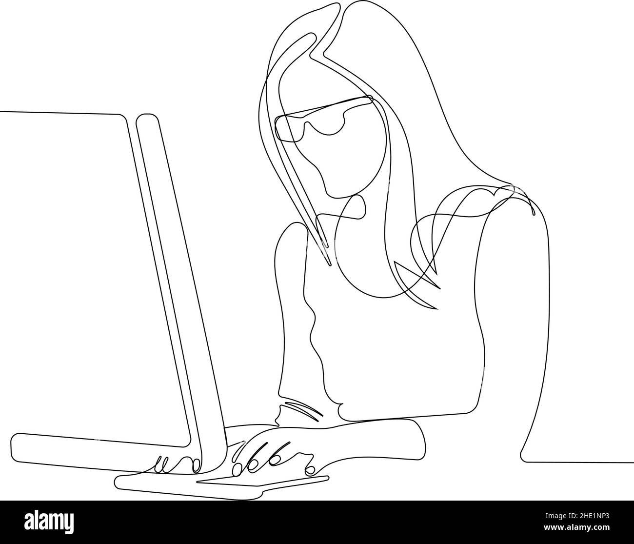 One line drawing young Black and White Stock Photos & Images - Alamy