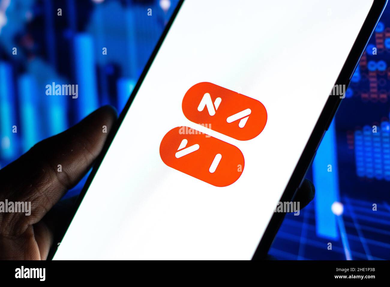 West Bangal, India - December 15, 2021 : Navi logo on phone screen ...