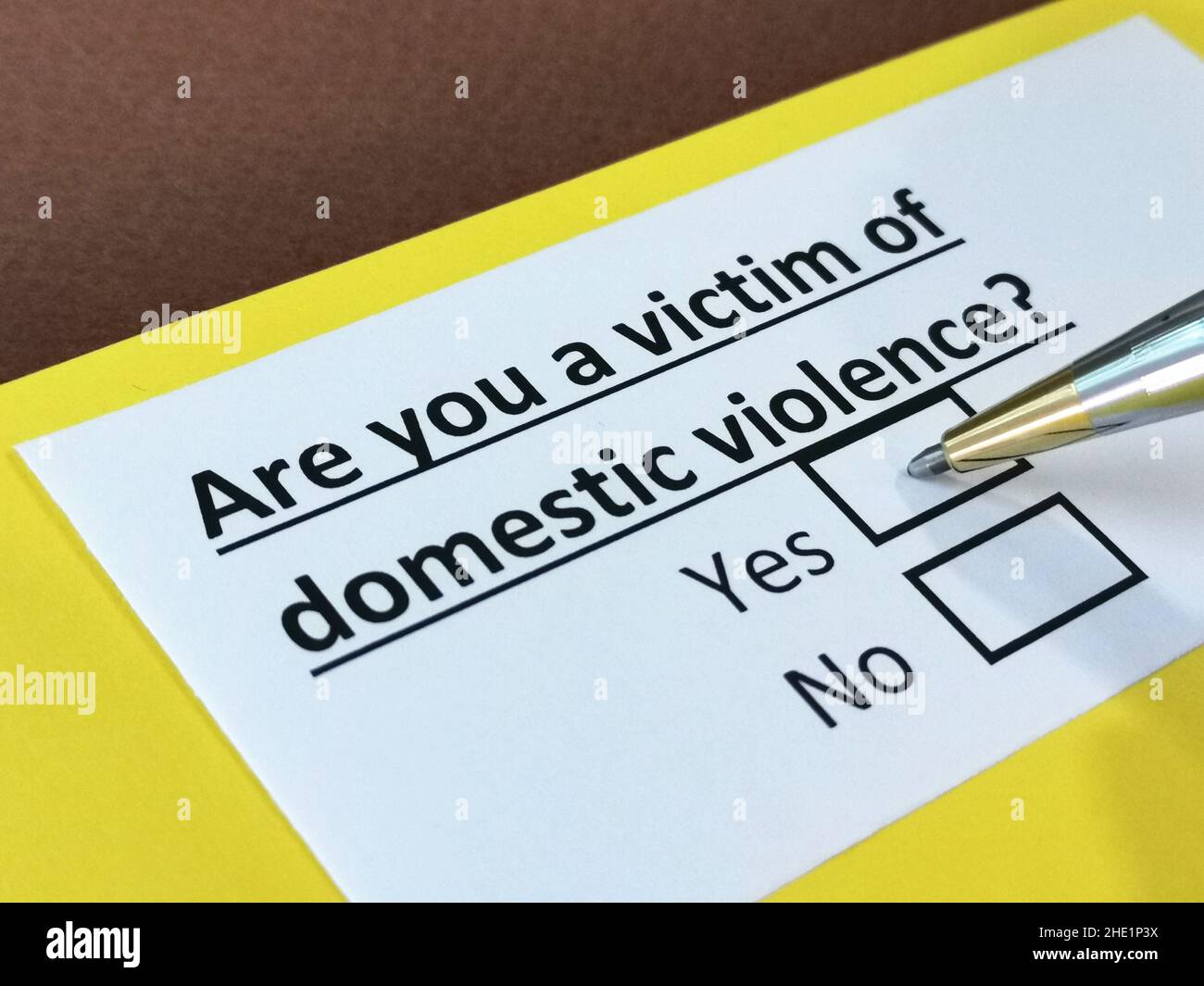 One person is answering question about domestic violence Stock Photo ...