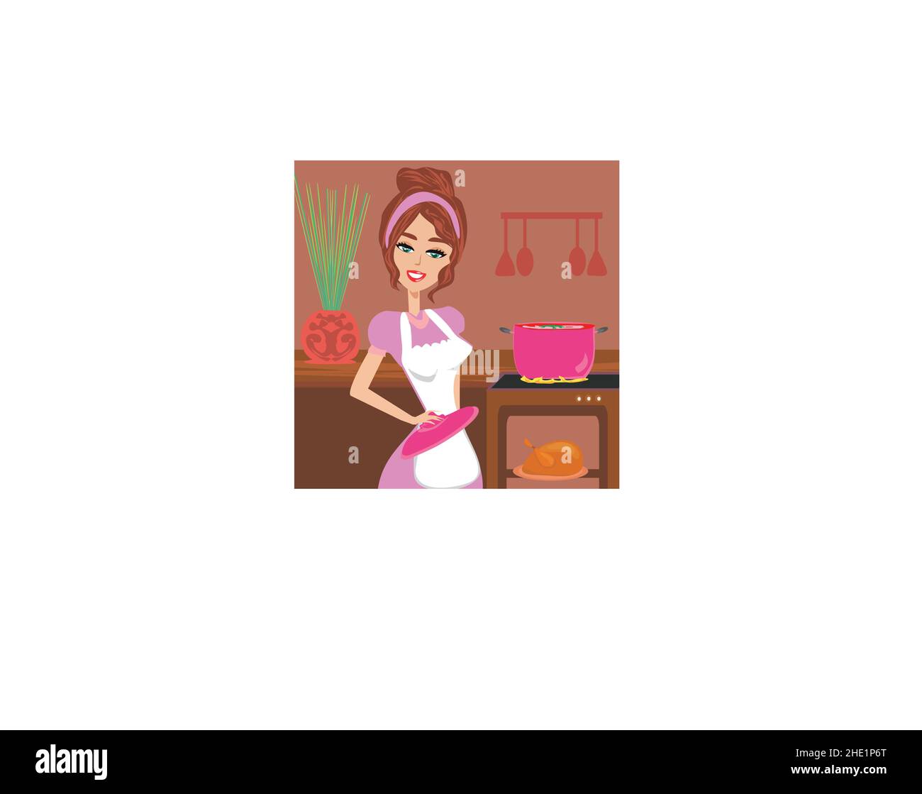 Lady serving dinner Stock Vector Images - Alamy