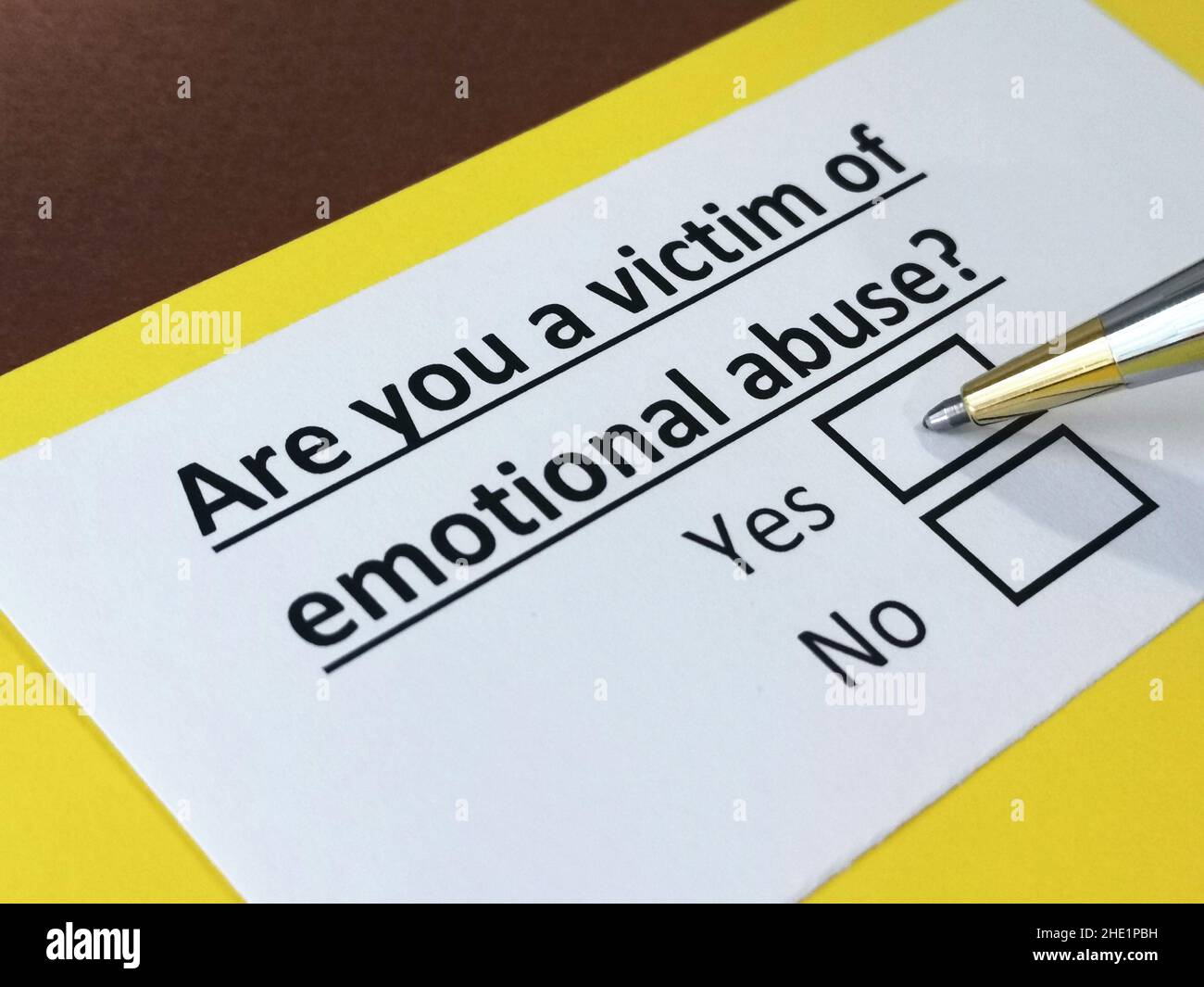 One person is answering question about emotional abuse Stock Photo - Alamy