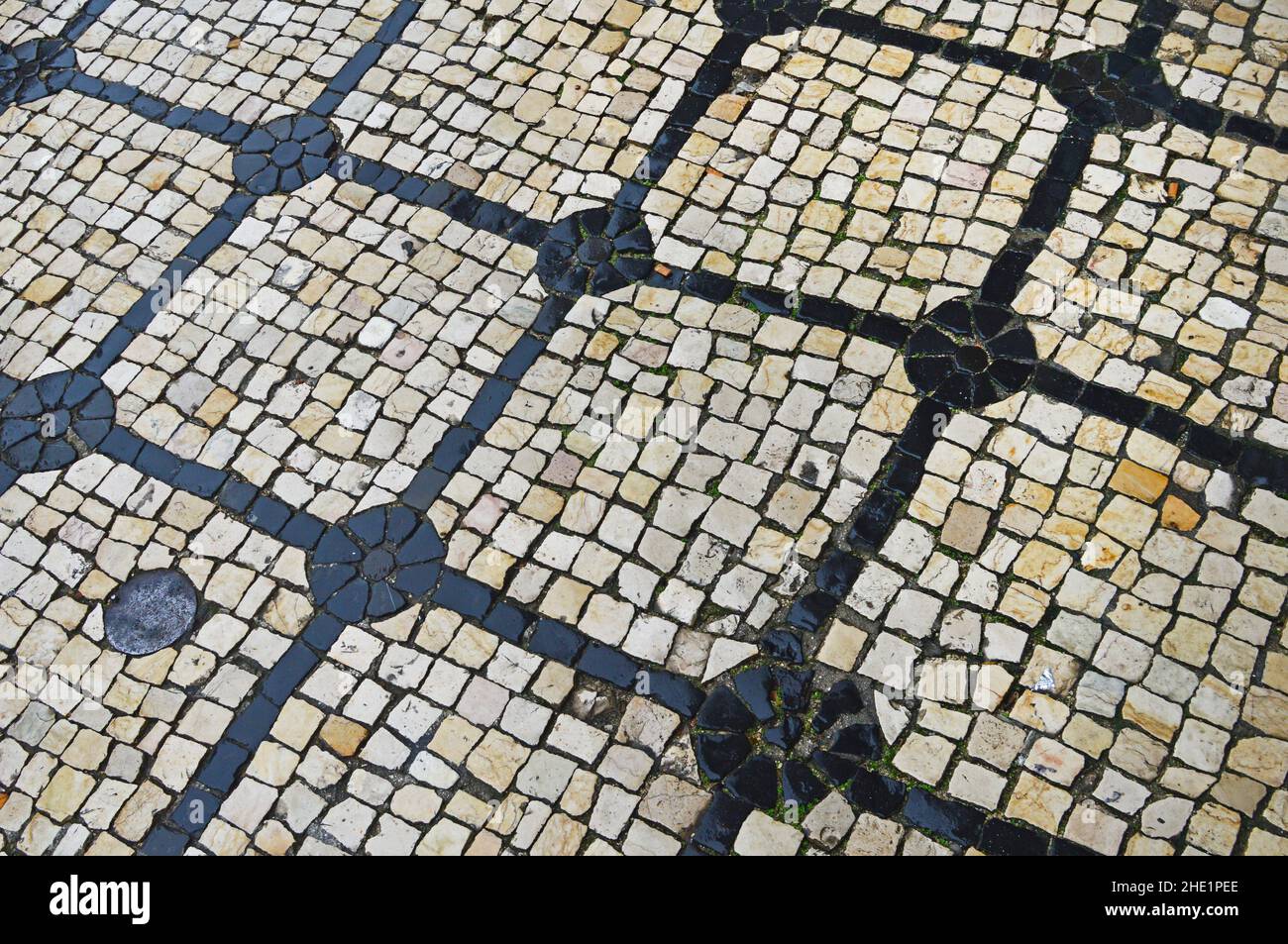 Kalkada - a traditional Portuguese pavement of basalt and limestone in ...