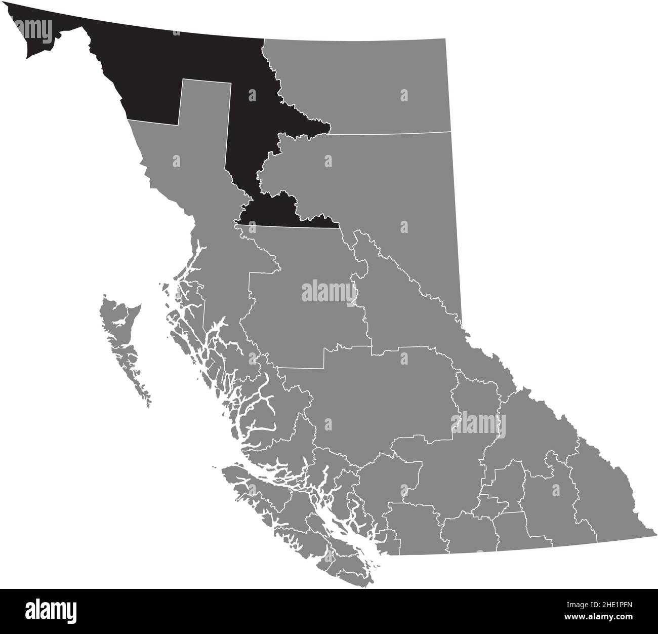 Black flat blank highlighted location map of the STIKINE REGION ...