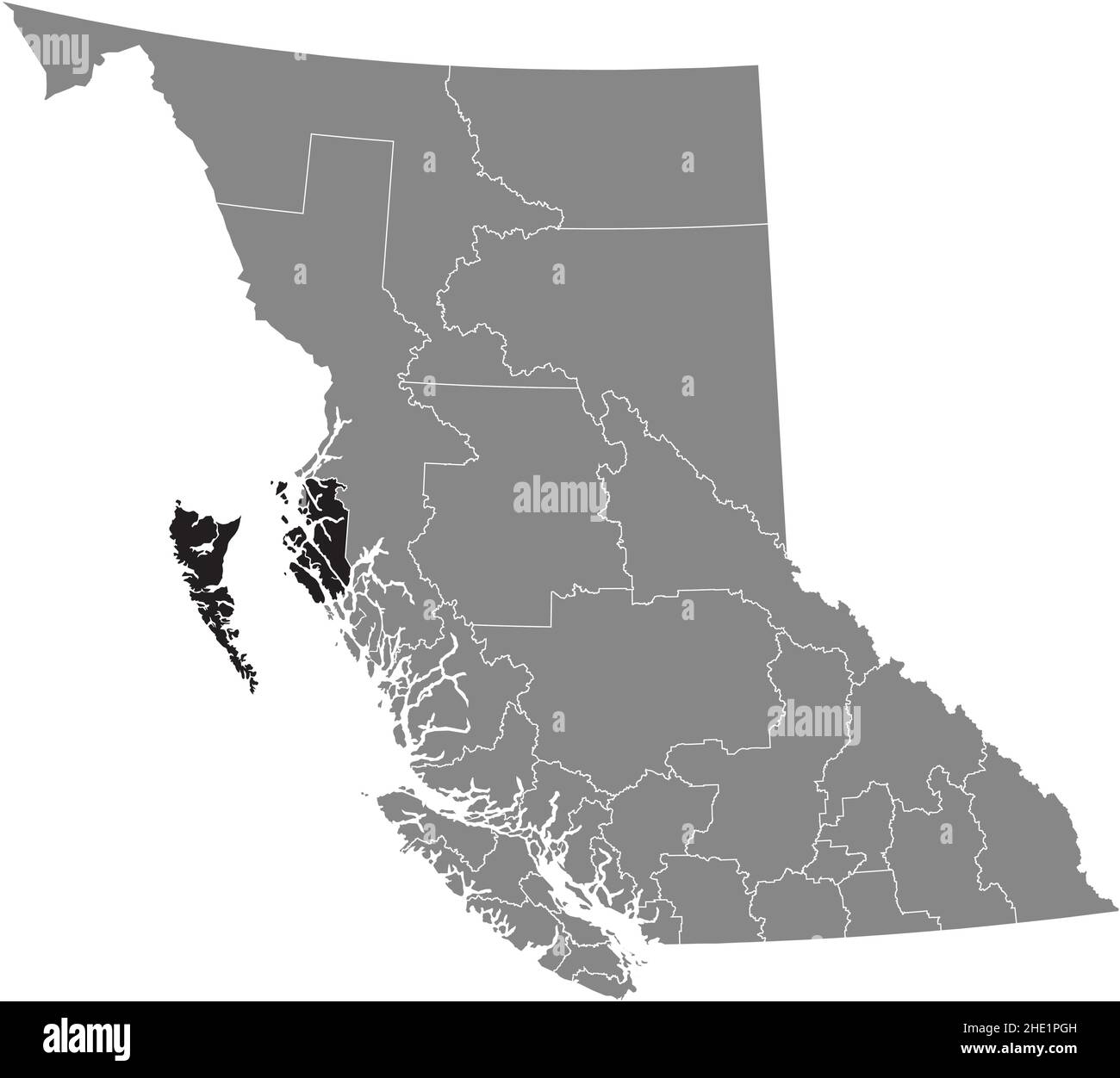 Black flat blank highlighted location map of the NORTH COAST regional ...
