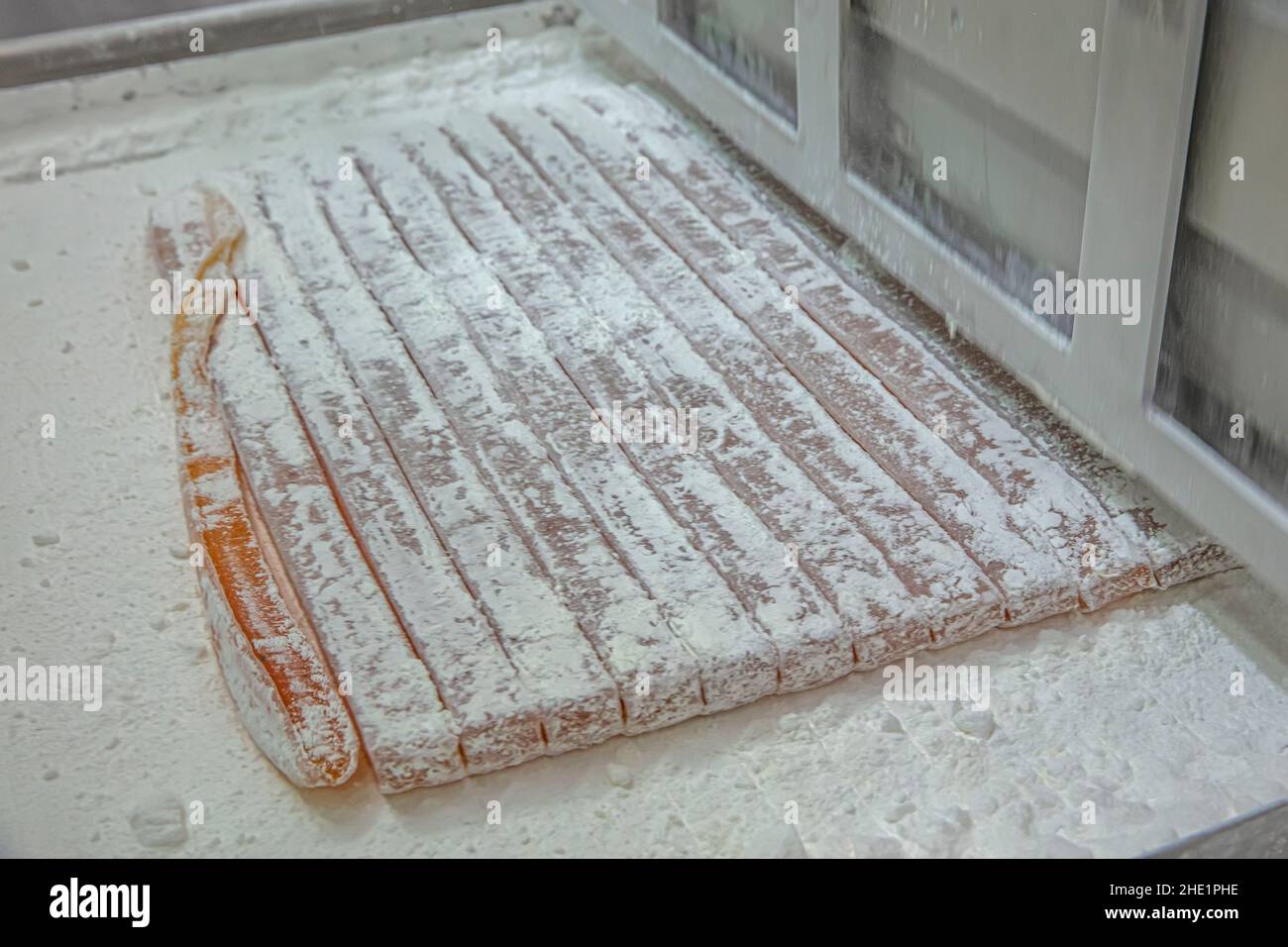 Turkish delight factory. Production of double roasted Turkish delight ...