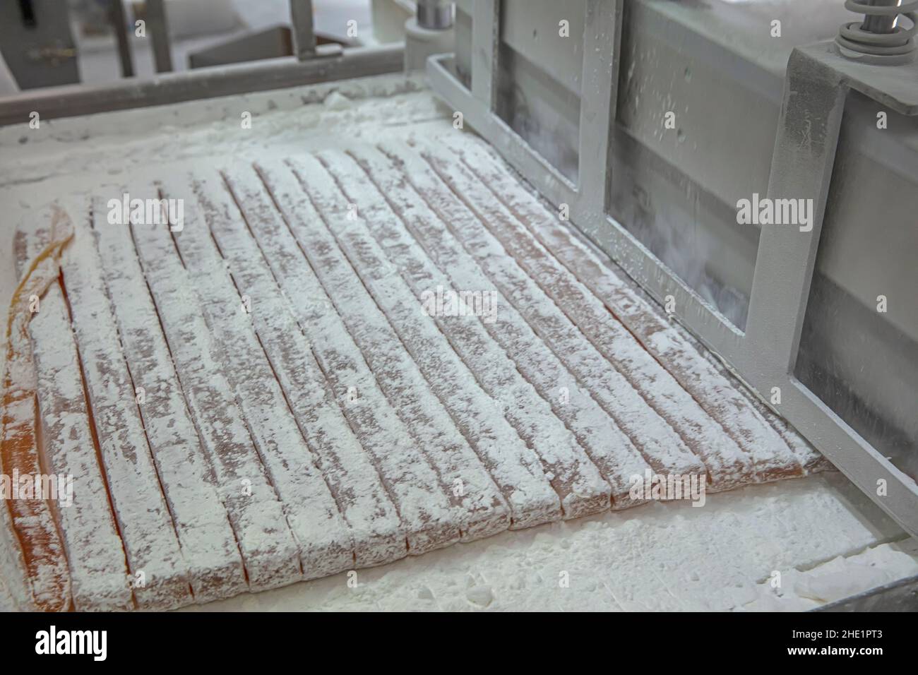 Turkish delight factory. Production of double roasted Turkish delight ...