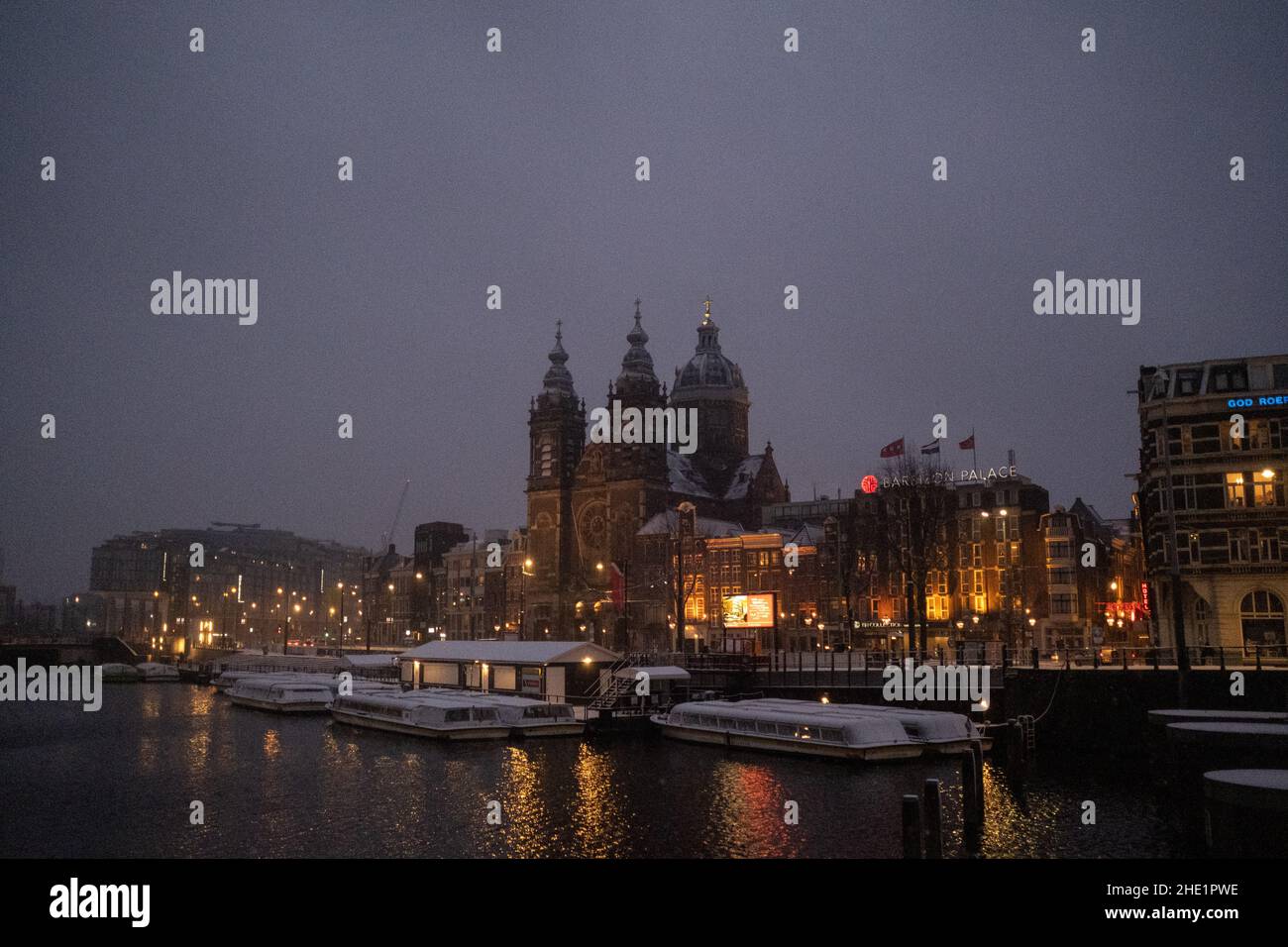Netherlands, Amsterdam, January 2021. Illustration of daily life in ...