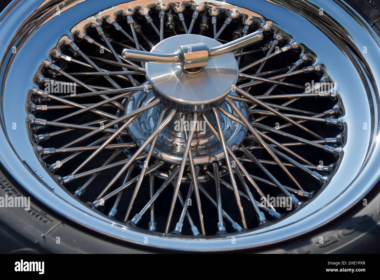 Closeup of wheels of Morgan Roadster Stock Photo - Alamy