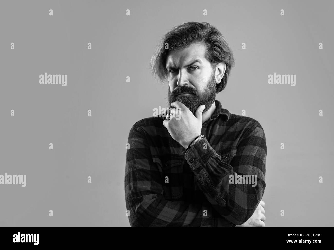 Man expressing himself with stylish facial hair, barber concept Stock ...