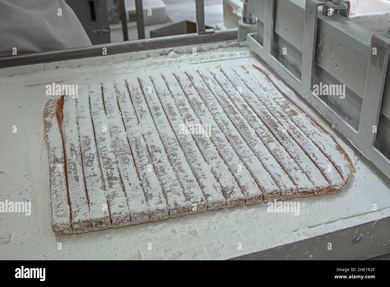 Turkish delight factory. Production of double roasted Turkish delight ...