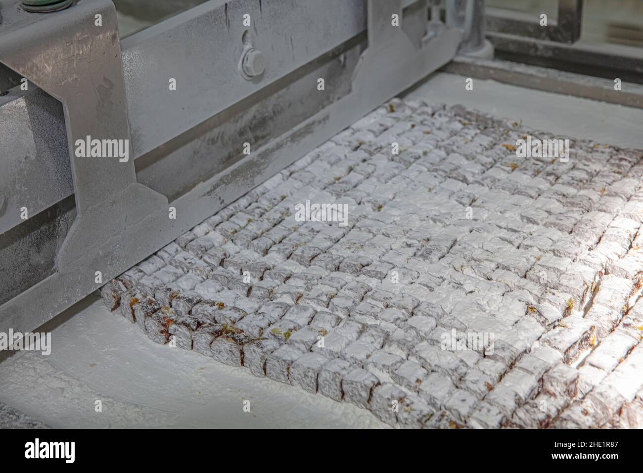 Turkish delight factory. Production of double roasted Turkish delight ...