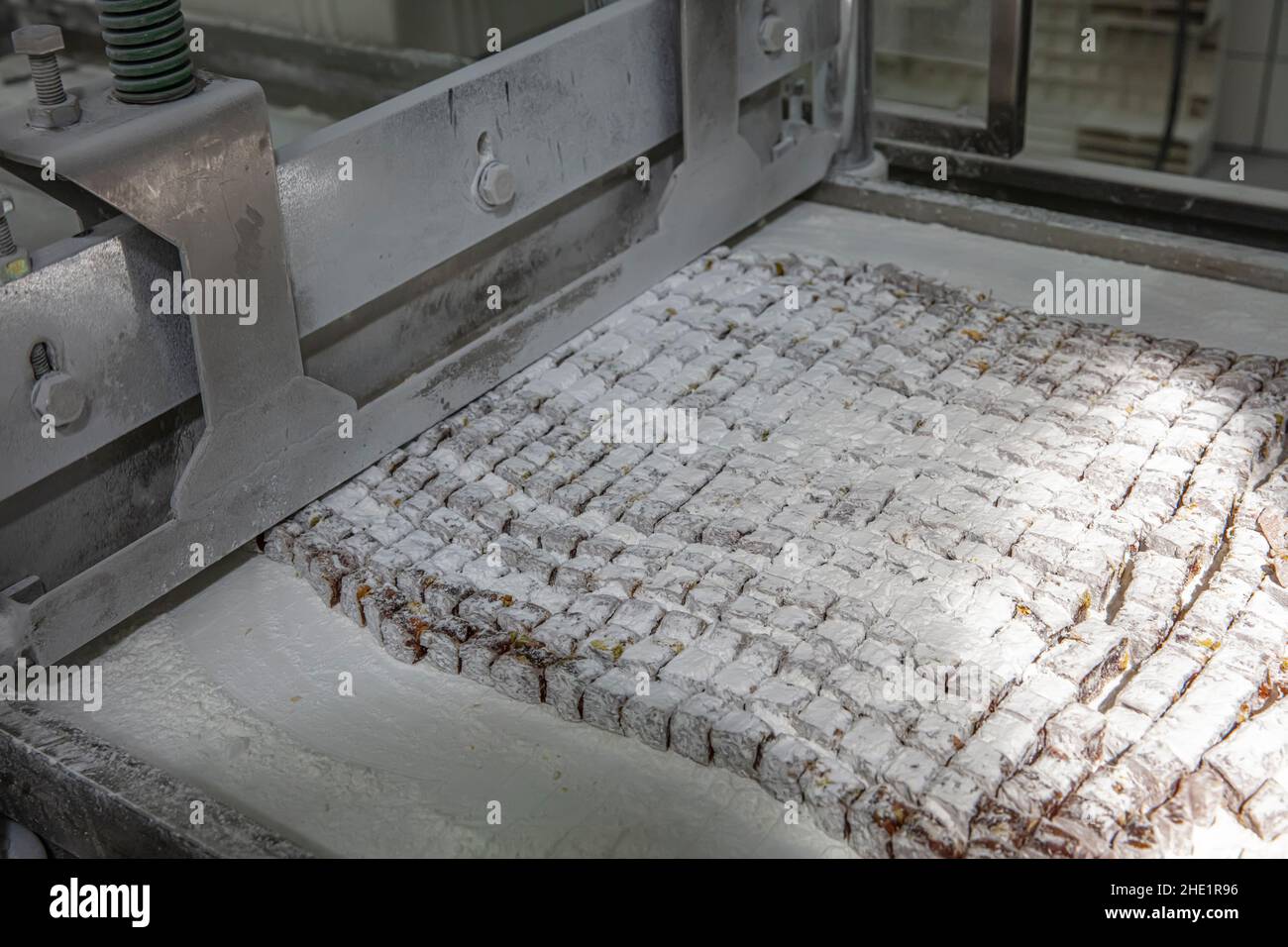 Turkish delight factory. Production of double roasted Turkish delight ...