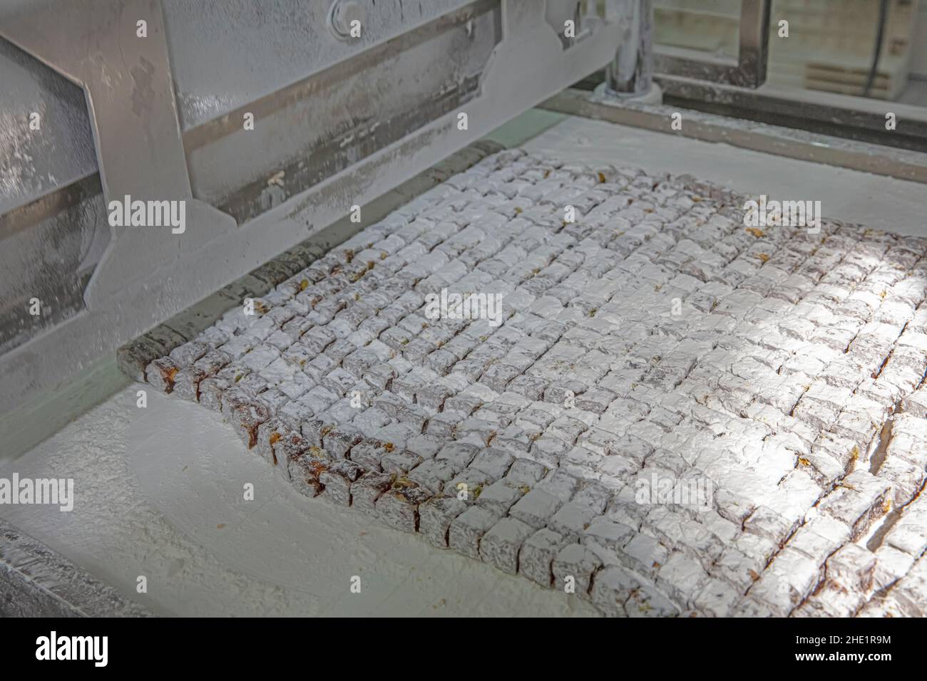 Turkish delight factory. Production of double roasted Turkish delight ...