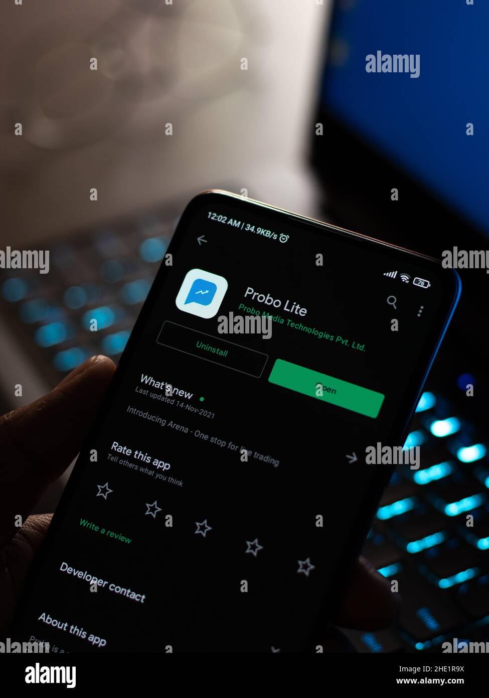 West Bangal, India - December 15, 2021 : Probo logo on phone screen ...