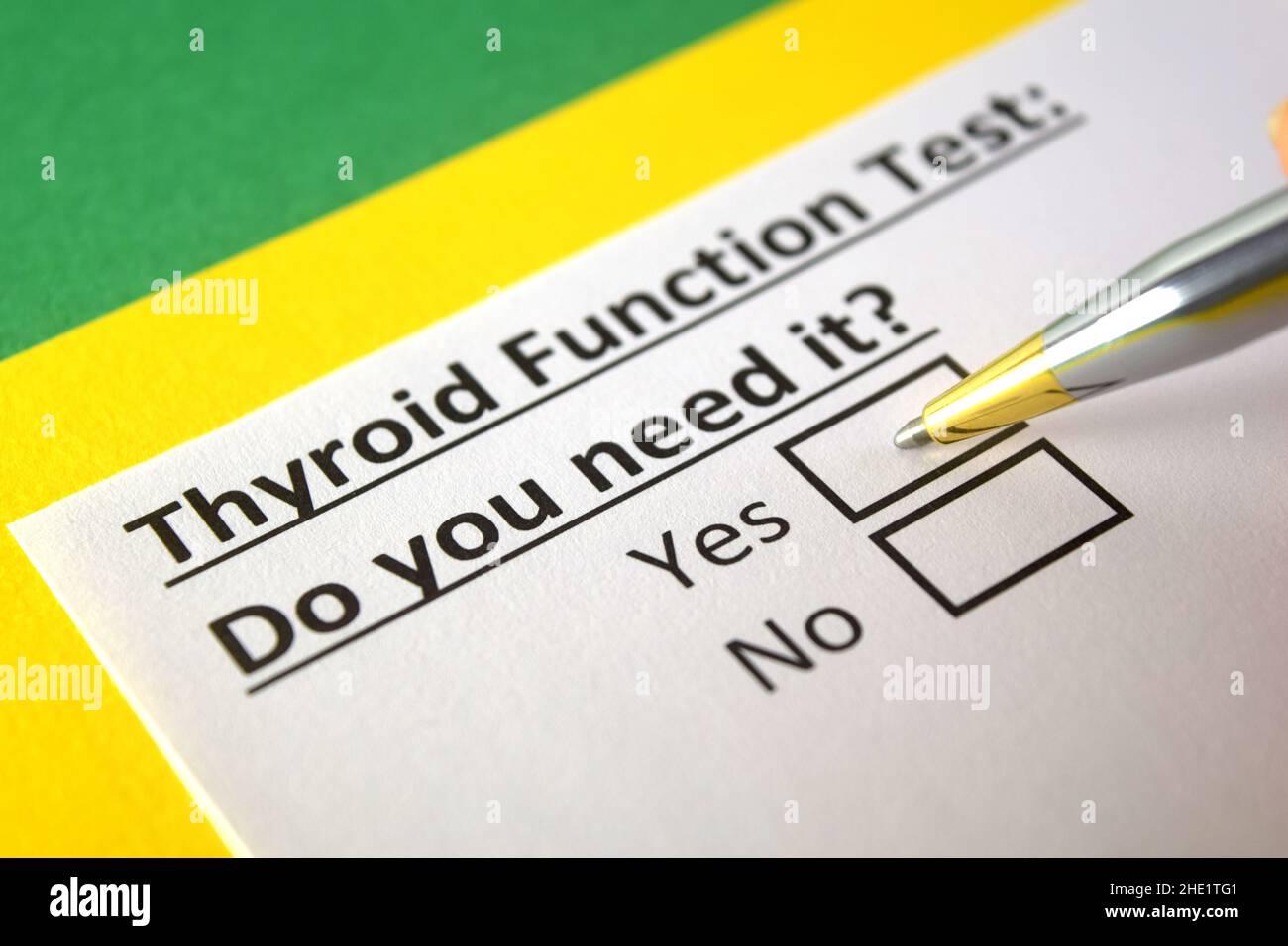 One person is answering question about thyroid function test Stock ...
