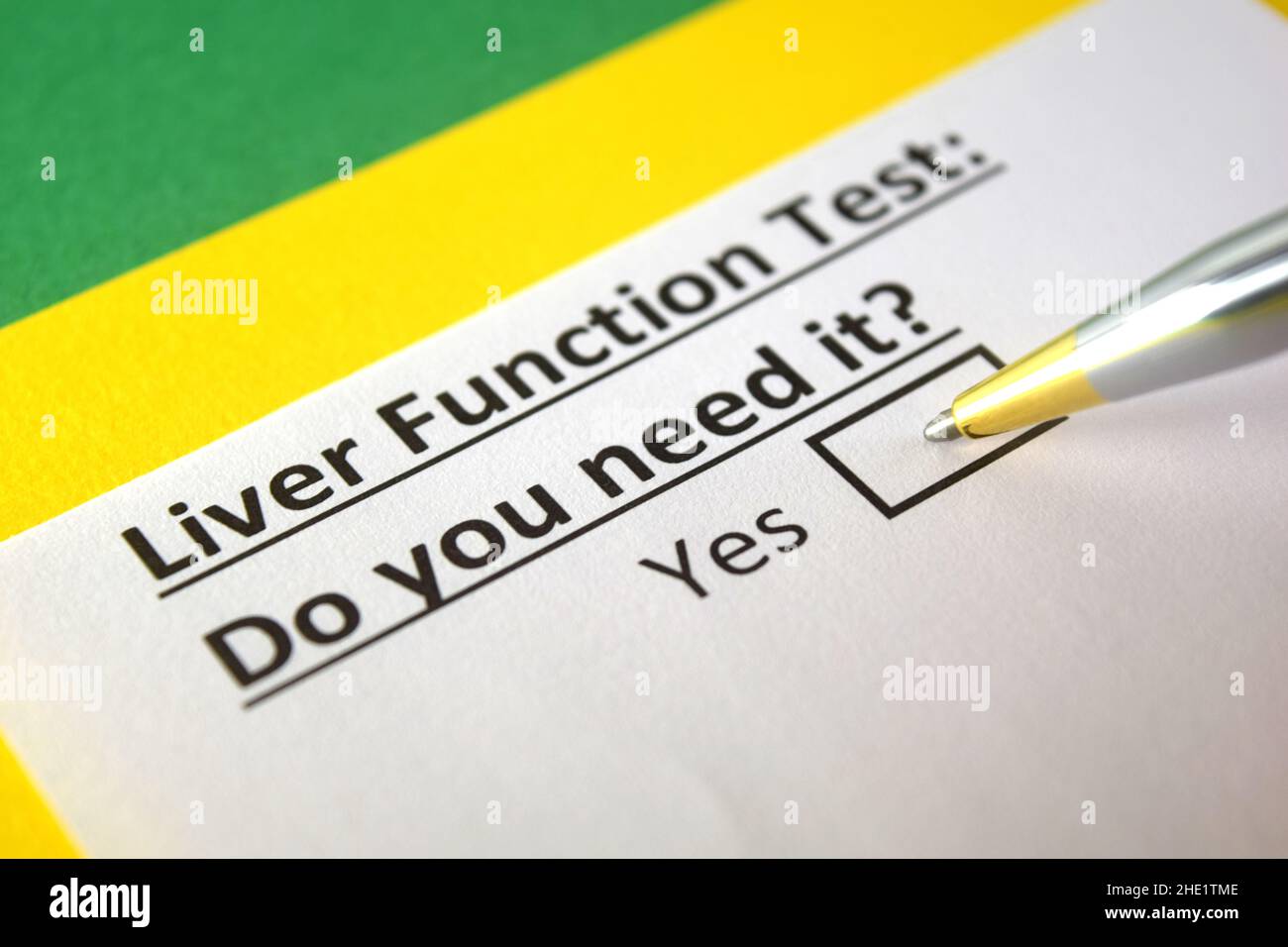 One person is answering question about liver function test Stock Photo ...