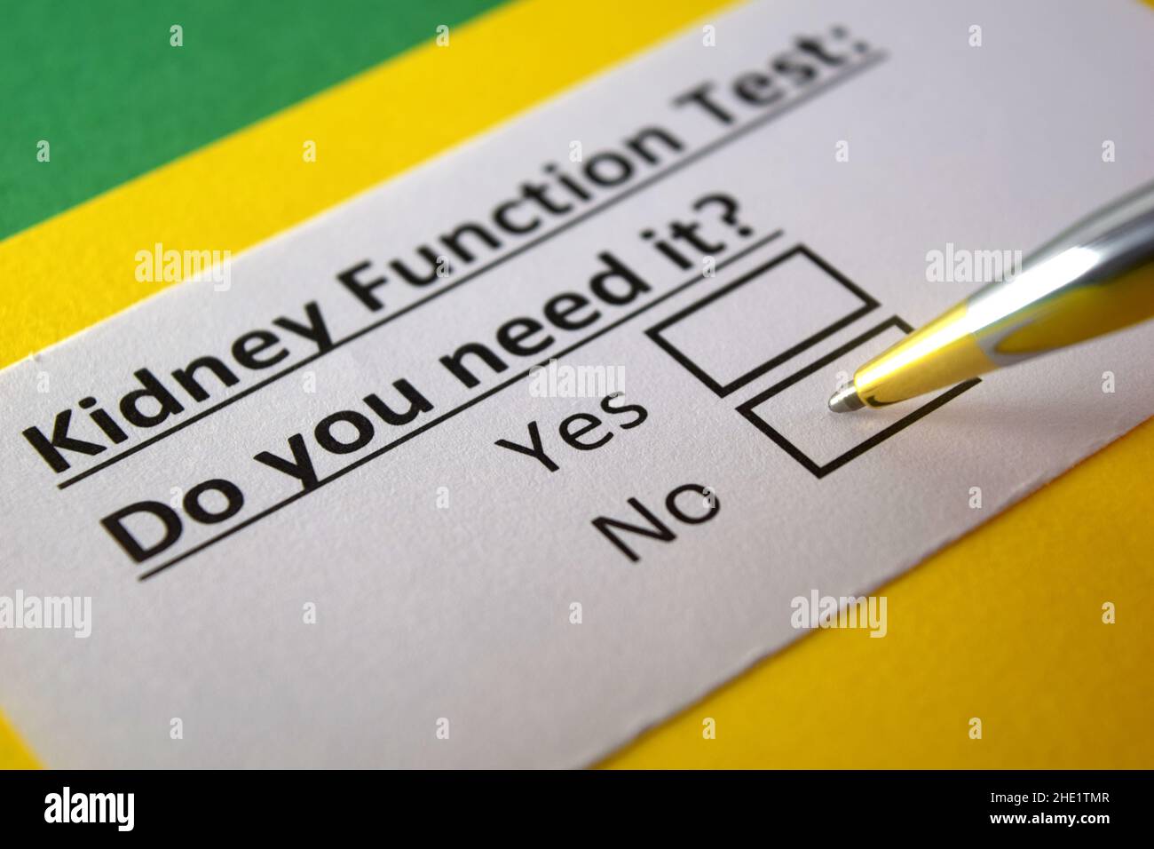 One person is answering question about kidney function test Stock Photo ...