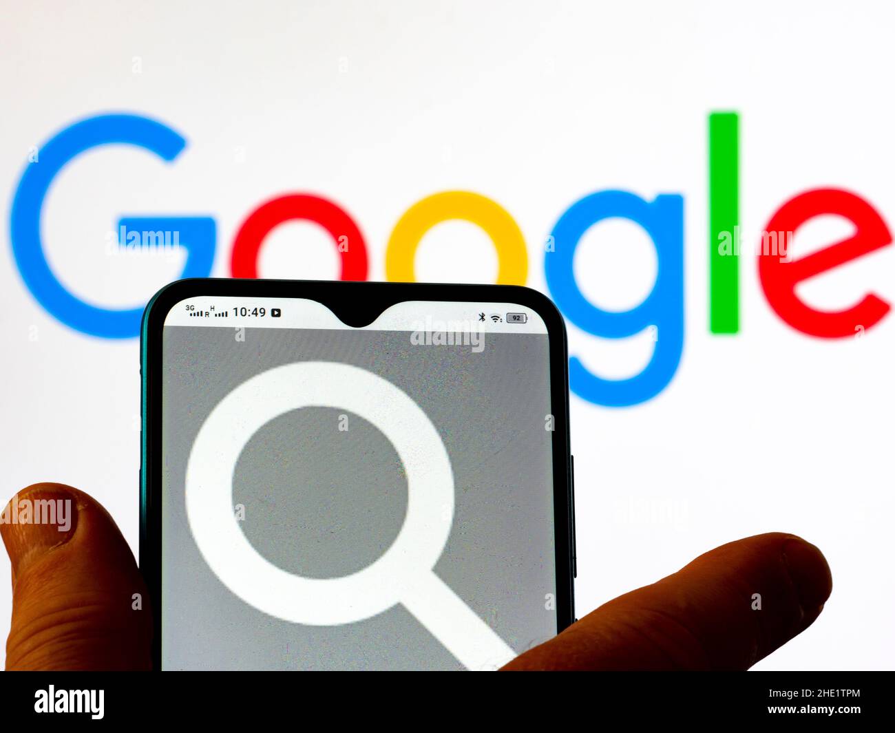 In this photo illustration, Google Search logo seen displayed on a ...