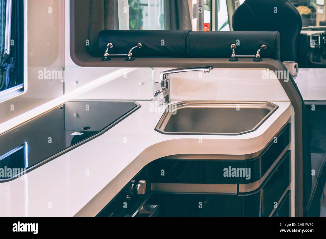 detailed view of interior of a mobile home or camper, Motorhome inside ...
