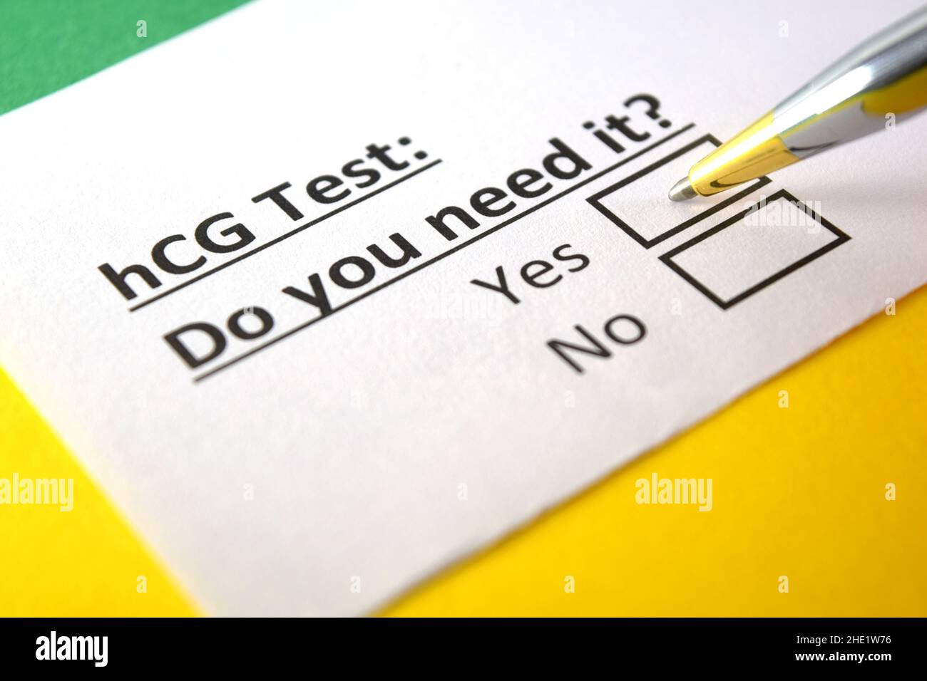 One person is answering question about hCG test Stock Photo - Alamy