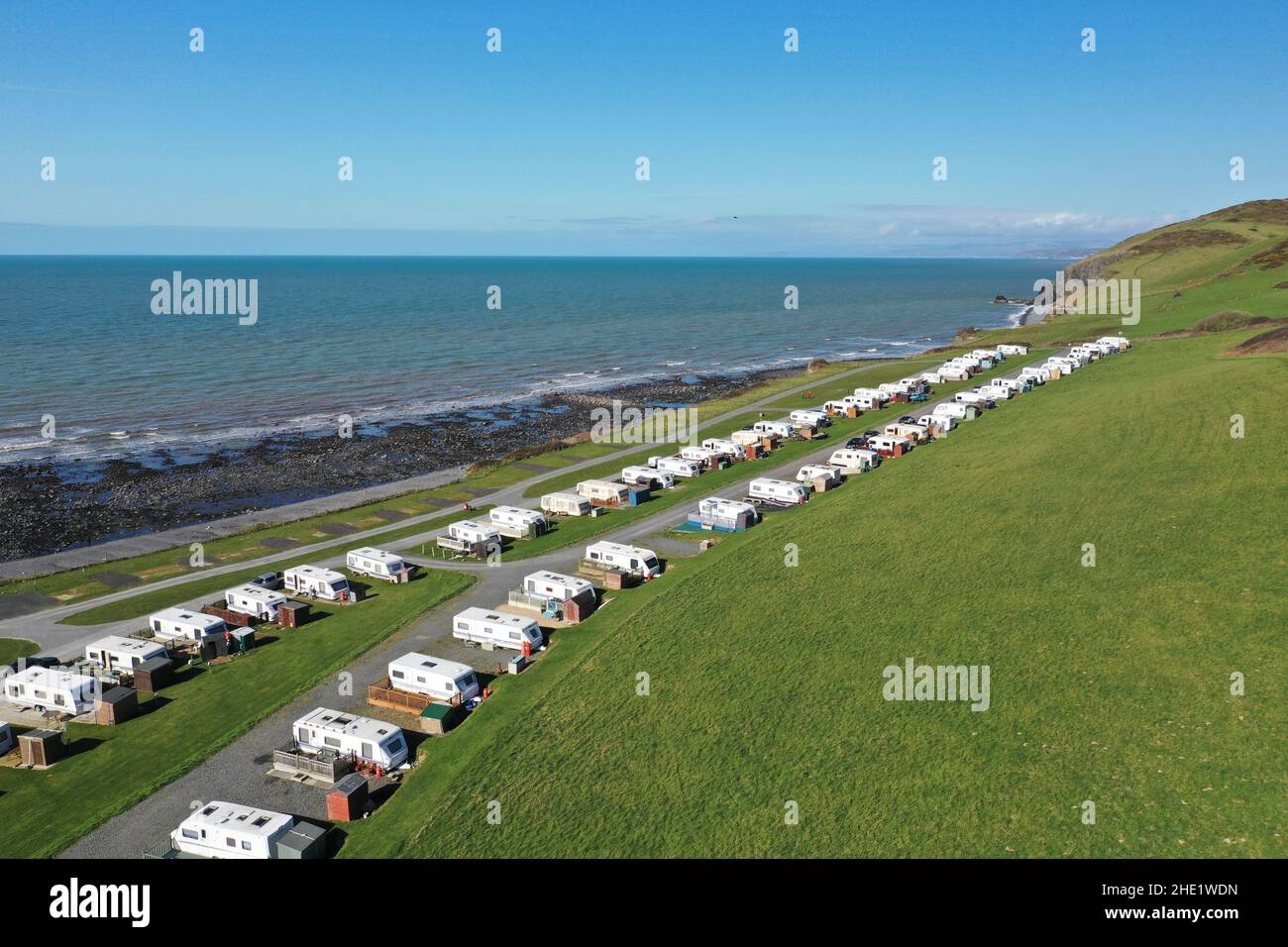 Aerial images of Pengarrag caravan park Llanrhystud, overlooking ...