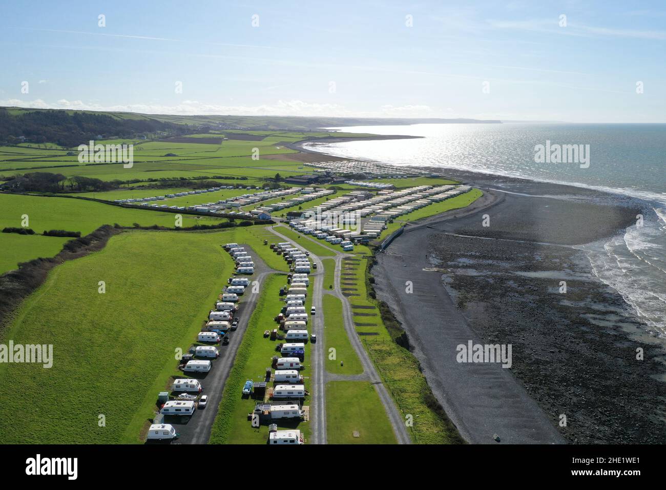 Aerial images of Pengarrag caravan park Llanrhystud, overlooking ...