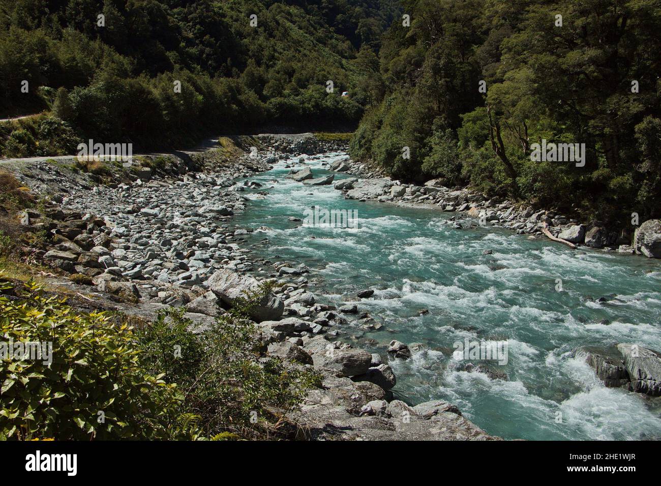 Haast River in West Coast on South Island of New Zealand Stock Photo ...