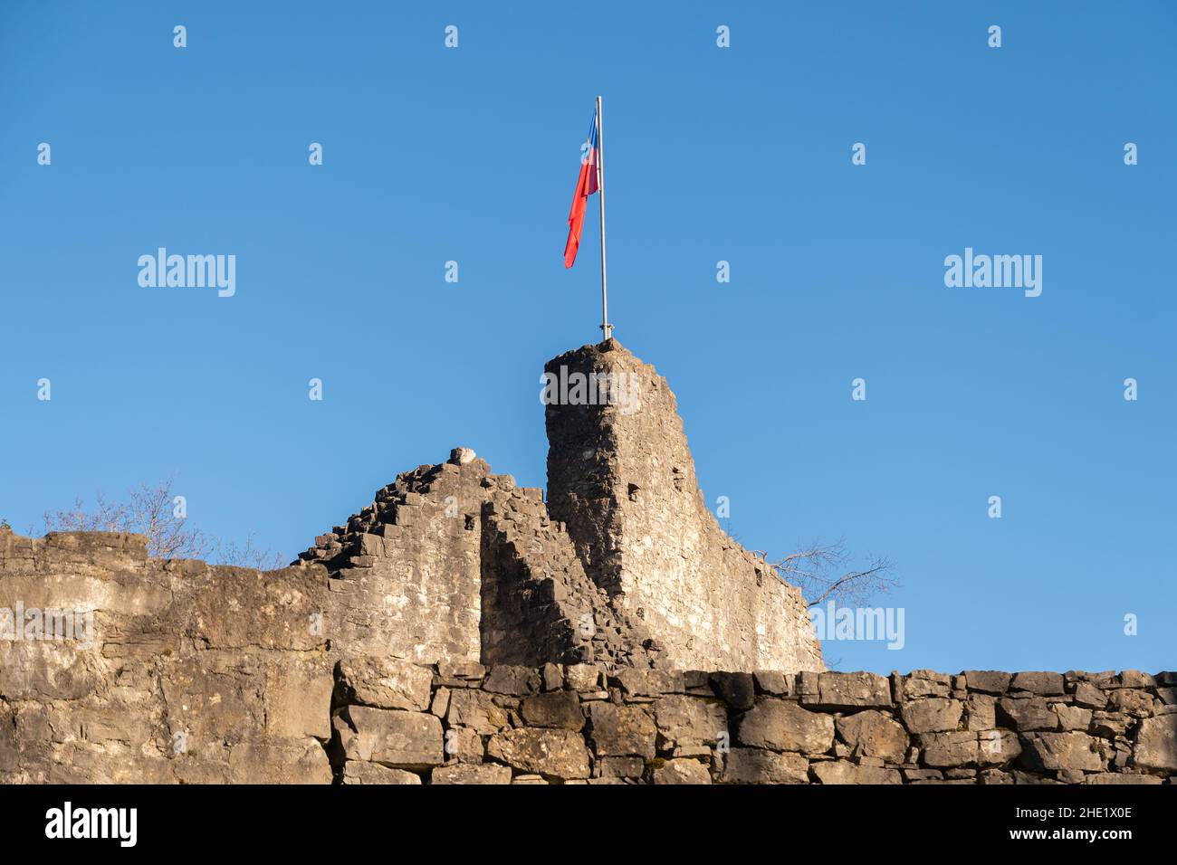 Schellenberg, Liechtenstein, December 31, 2021 Historic old castle ruin ...