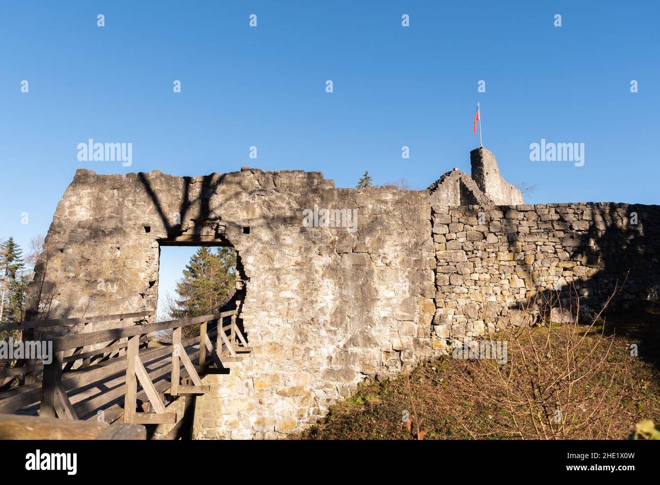 Schellenberg, Liechtenstein, December 31, 2021 Historic old castle ruin ...