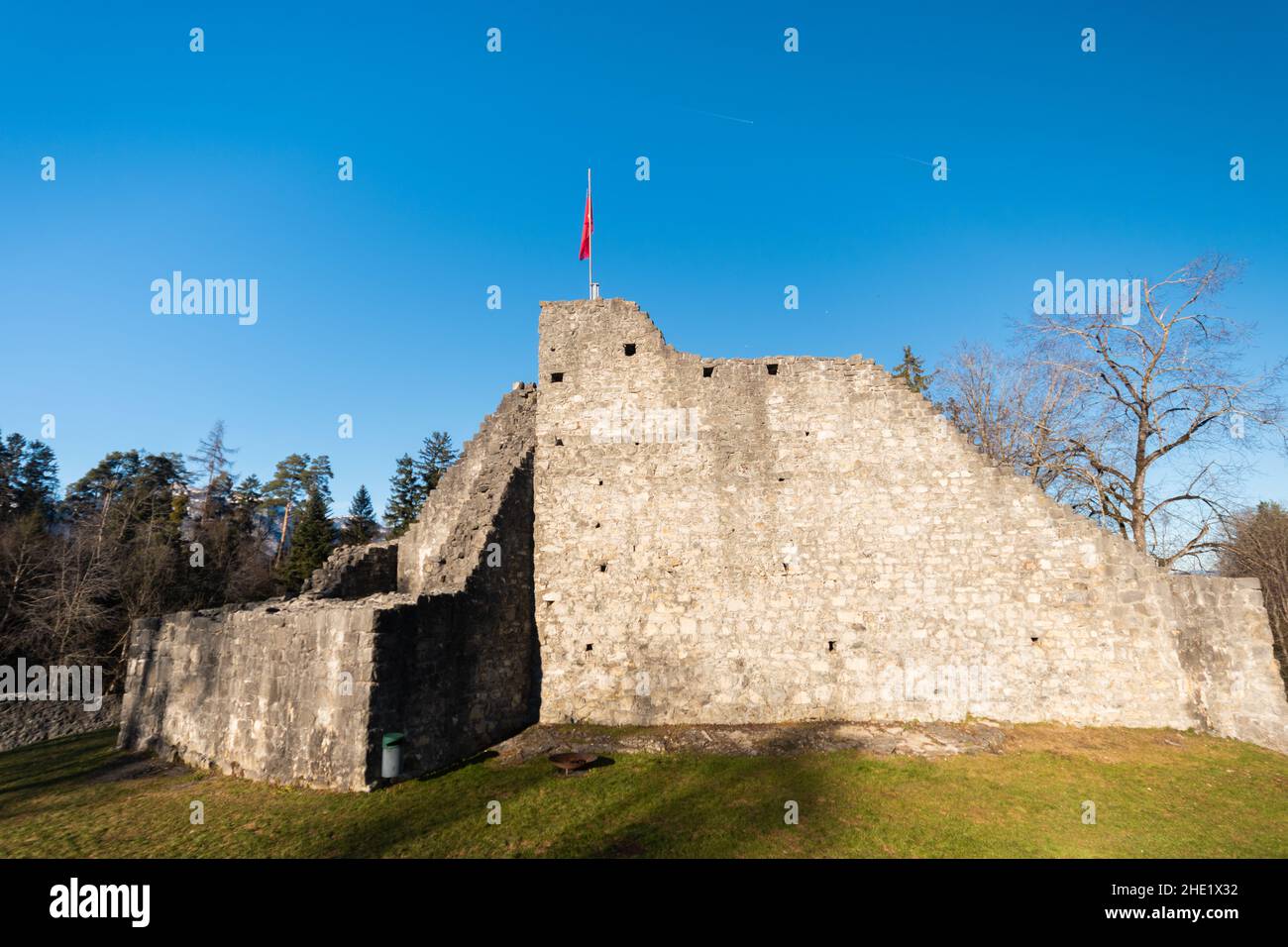 Schellenberg, Liechtenstein, December 31, 2021 Historic old castle ruin ...