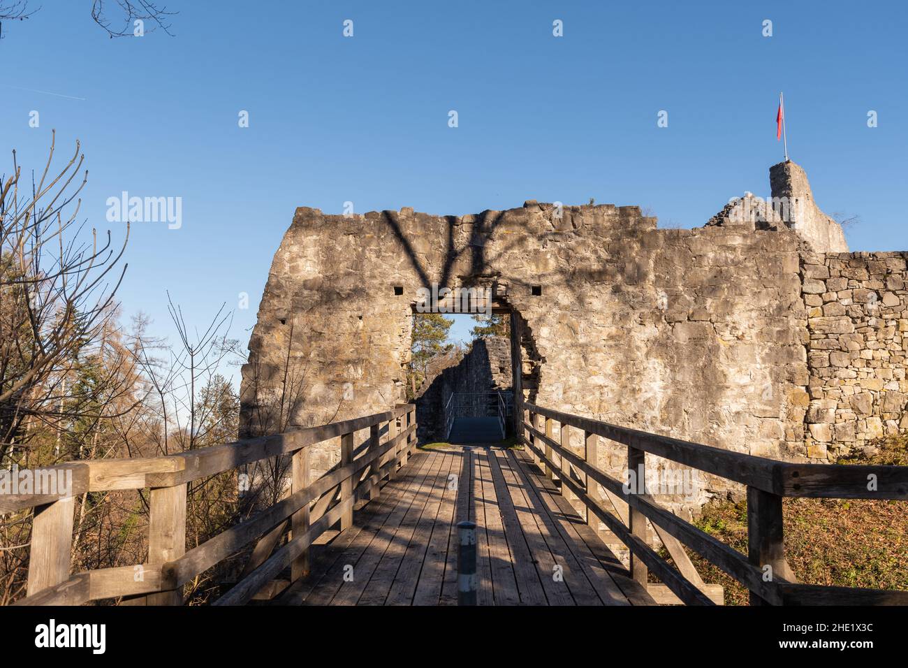 Schellenberg, Liechtenstein, December 31, 2021 Historic old castle ruin ...