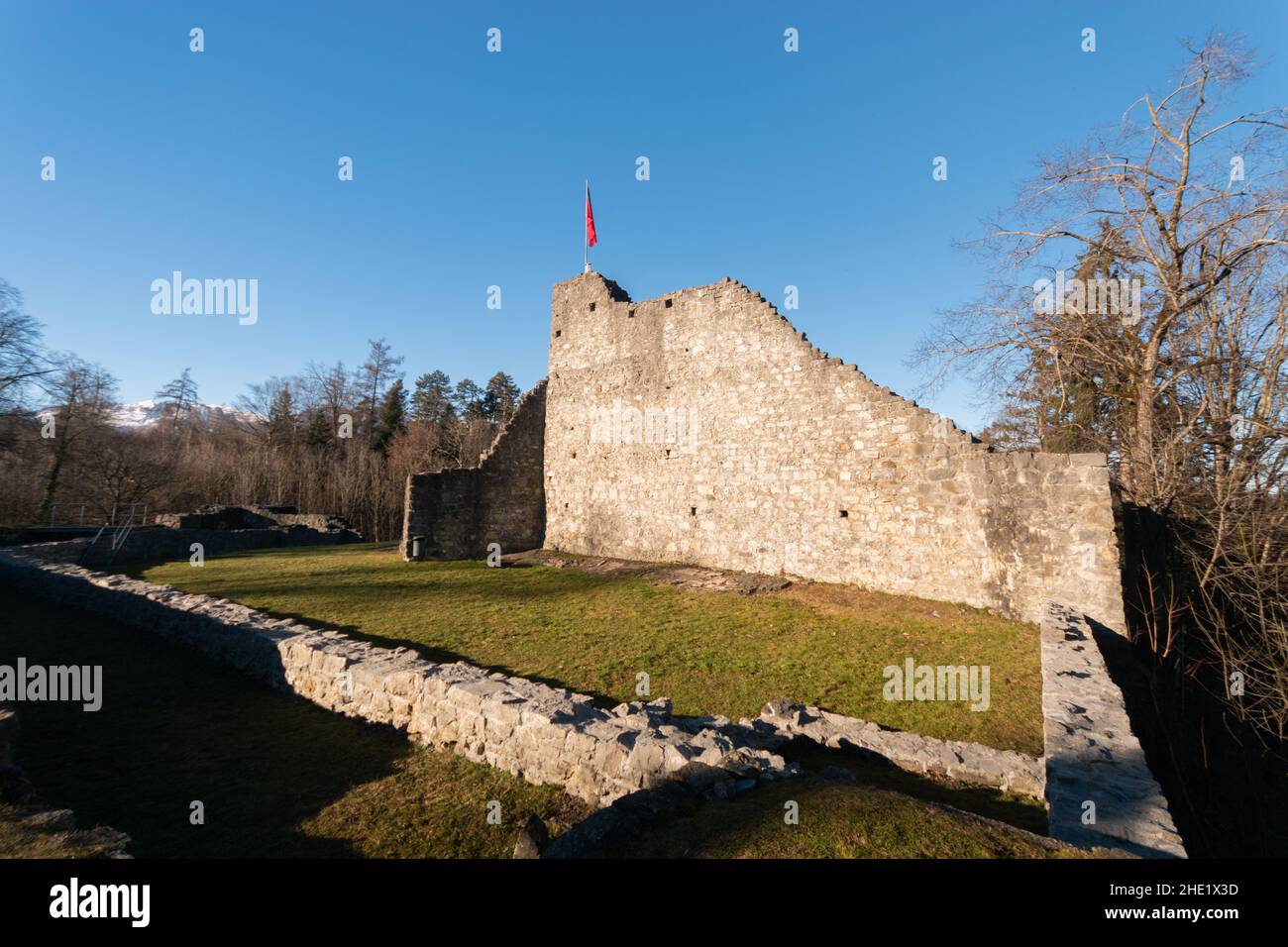 Schellenberg, Liechtenstein, December 31, 2021 Historic old castle ruin ...