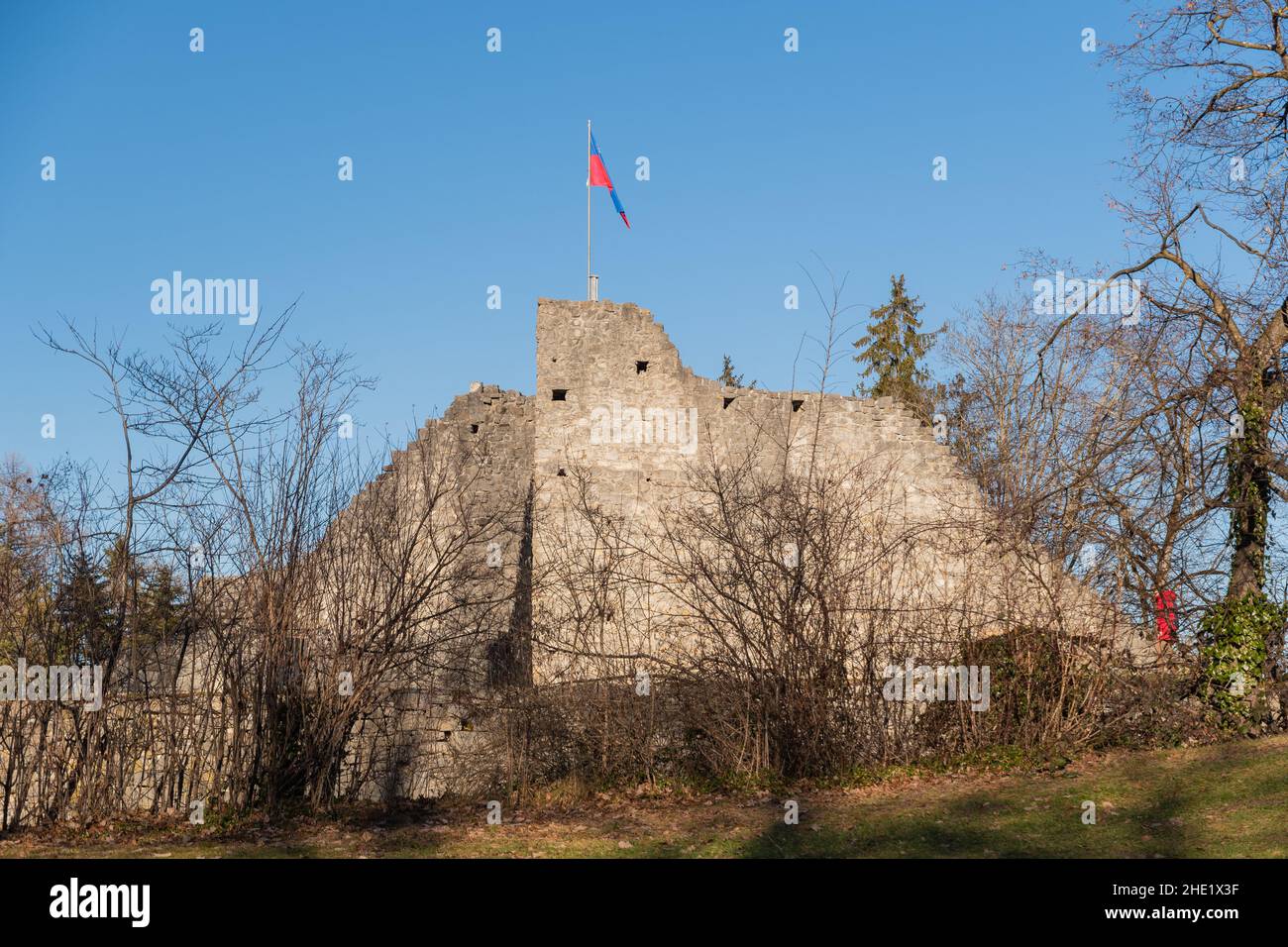 Schellenberg, Liechtenstein, December 31, 2021 Historic old castle ruin ...
