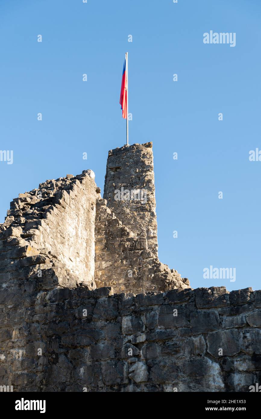 Schellenberg, Liechtenstein, December 31, 2021 Historic old castle ruin ...