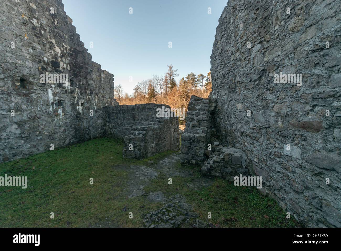 Schellenberg, Liechtenstein, December 31, 2021 Historic old castle ruin ...