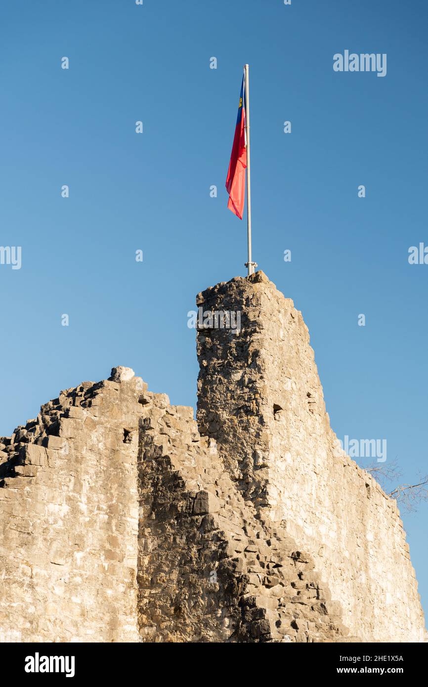 Schellenberg, Liechtenstein, December 31, 2021 Historic old castle ruin ...