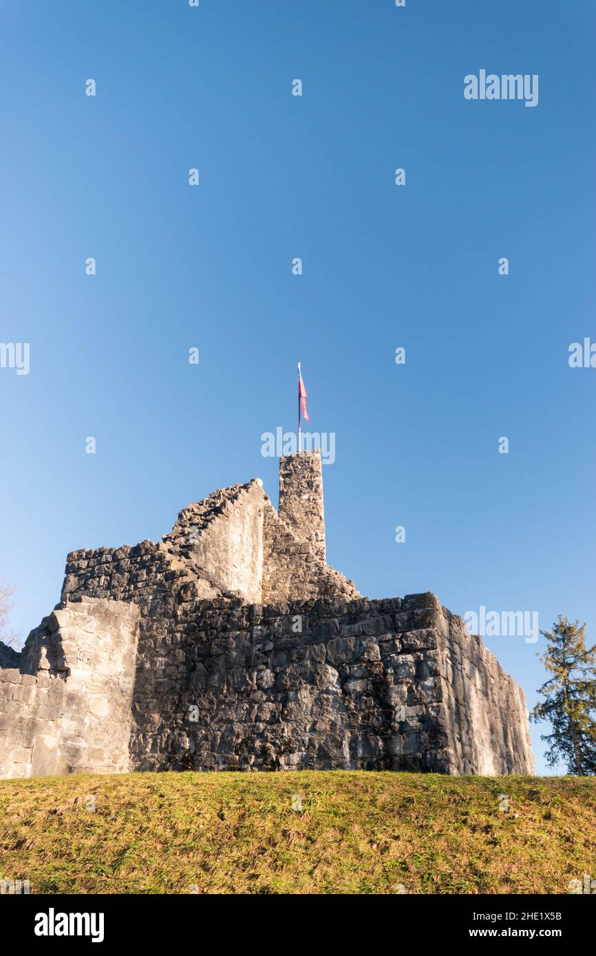 Schellenberg, Liechtenstein, December 31, 2021 Historic old castle ruin ...