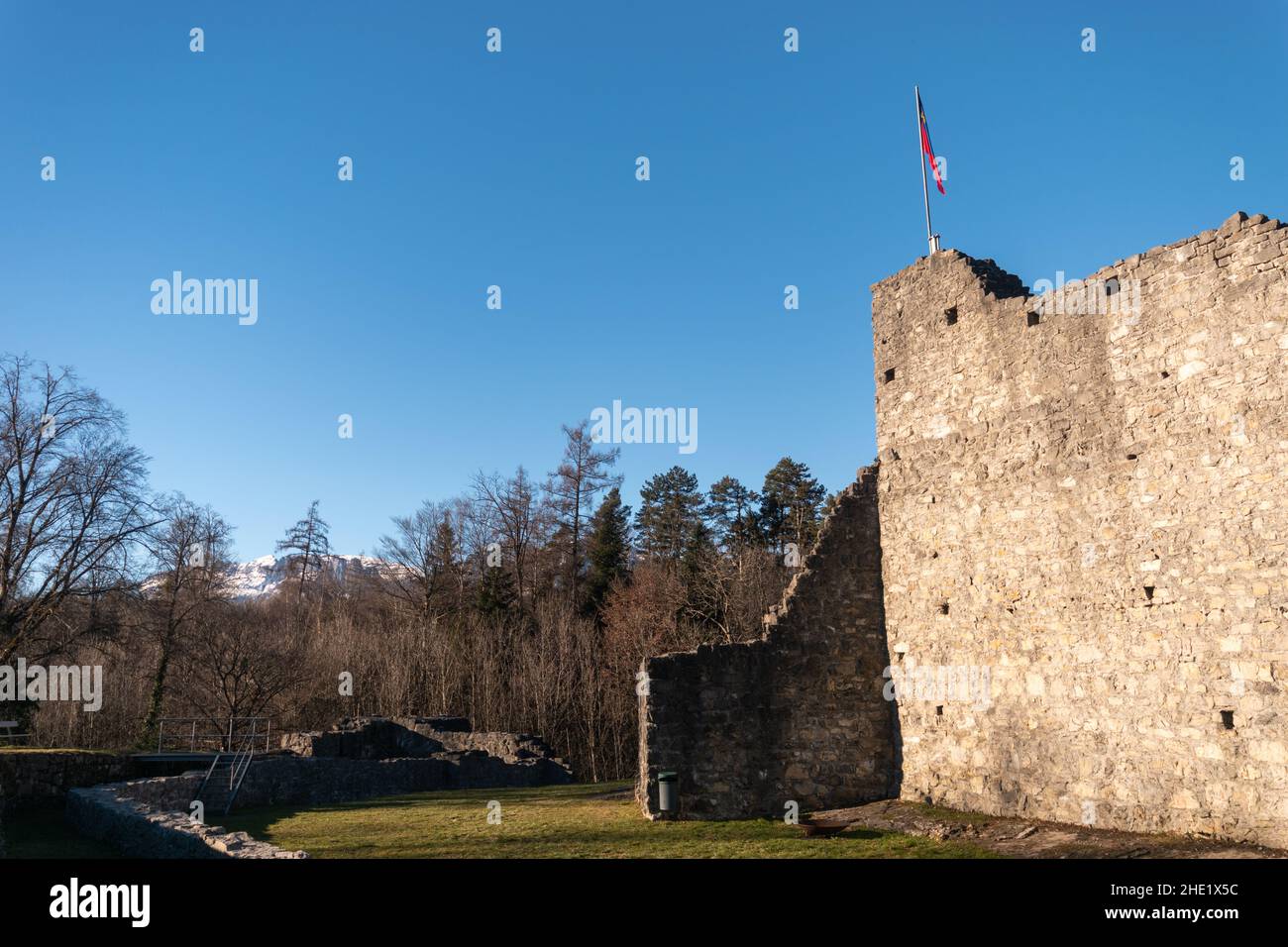 Schellenberg, Liechtenstein, December 31, 2021 Historic old castle ruin ...