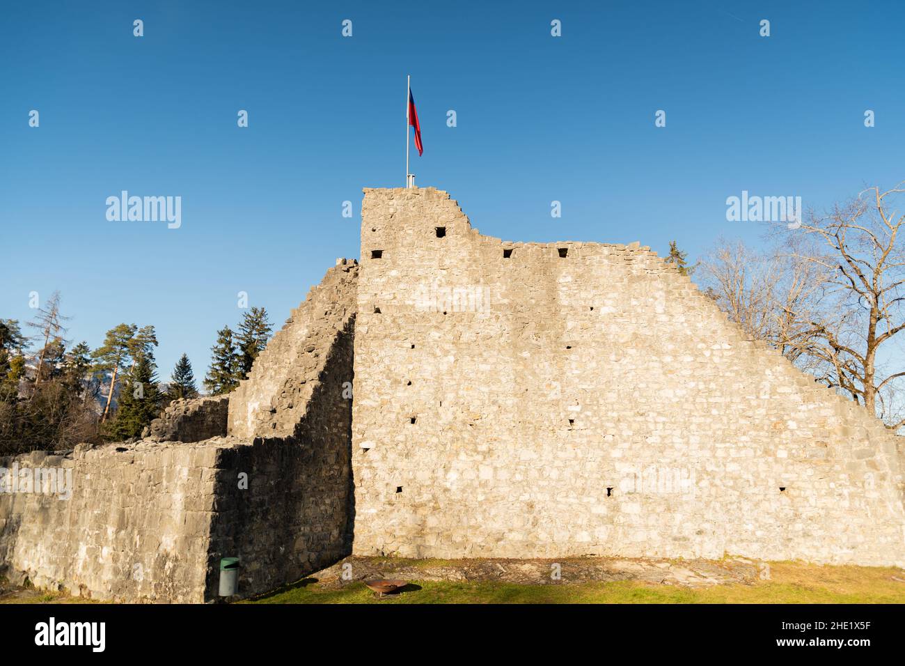 Schellenberg, Liechtenstein, December 31, 2021 Historic old castle ruin ...