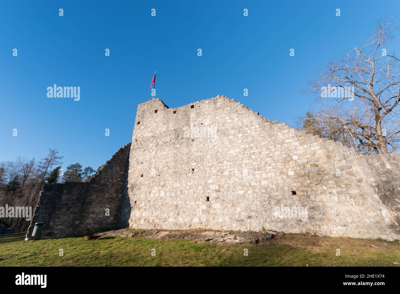 Schellenberg, Liechtenstein, December 31, 2021 Historic old castle ruin ...