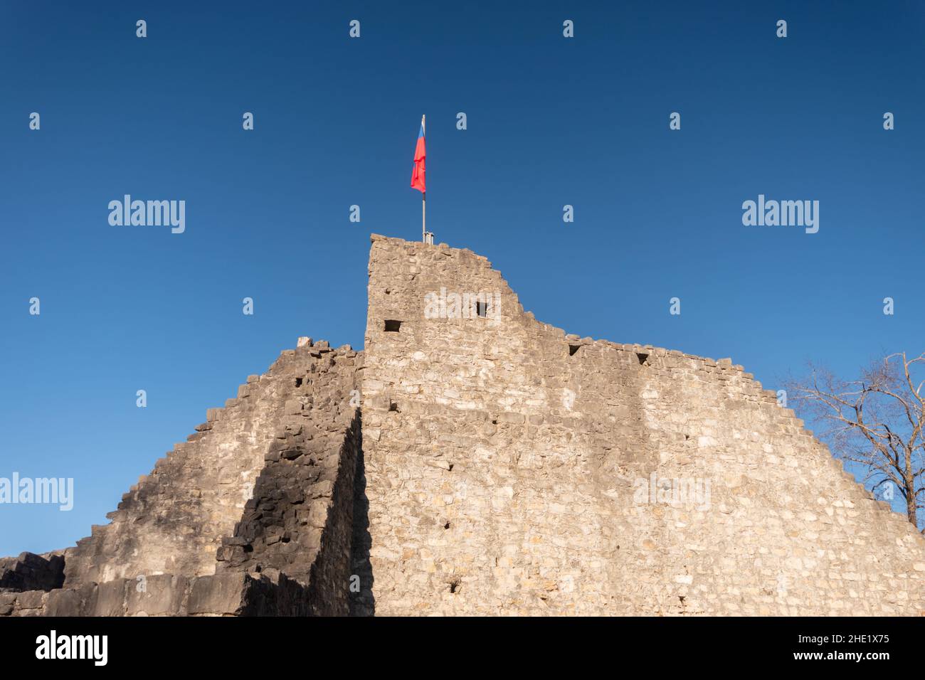 Schellenberg, Liechtenstein, December 31, 2021 Historic old castle ruin ...