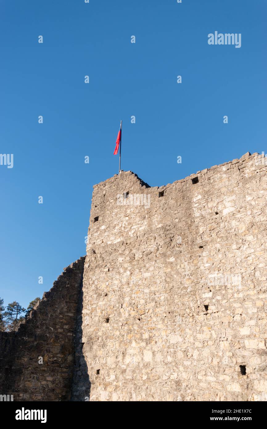 Schellenberg, Liechtenstein, December 31, 2021 Historic old castle ruin ...